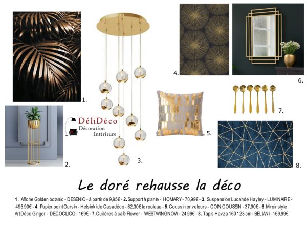 Le doré rehausse la déco - Délidéco - décoration intérieure